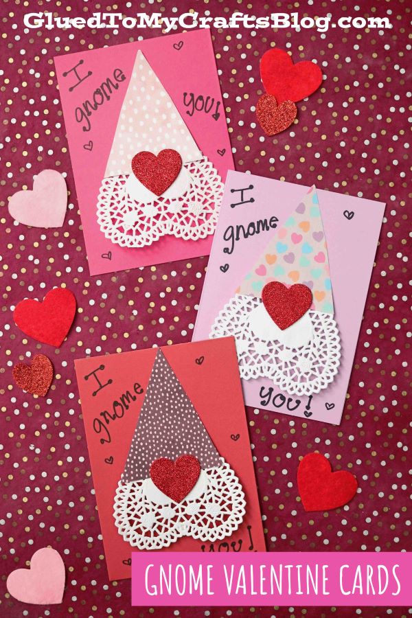 Paper Heart Doily Gnome Card Craft Idea