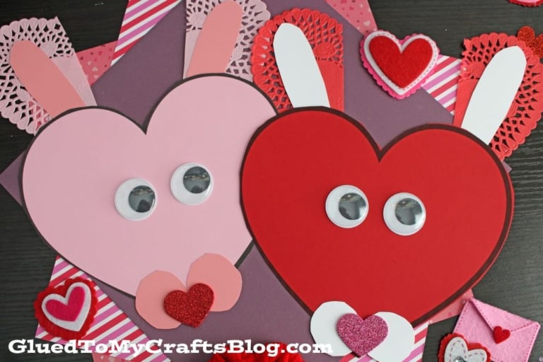Heart Shaped Bunny Craft For Valentine's Day