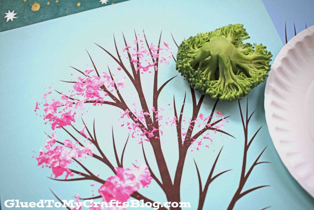 Broccoli Stamped Cherry Blossom Tree