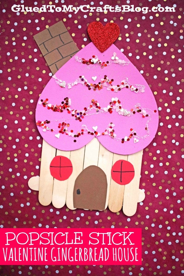Popsicle Stick Valentine Gingerbread House