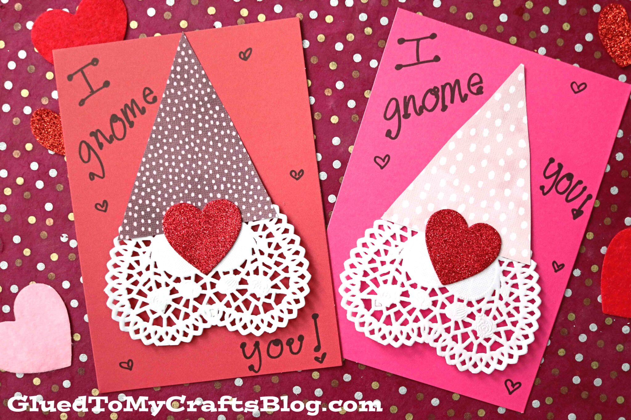 Paper Heart Doily Gnome Card Craft Idea