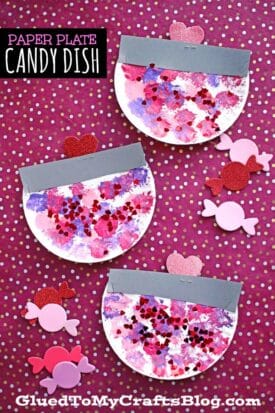 Paper Plate Valentine Candy Dish Craft Idea