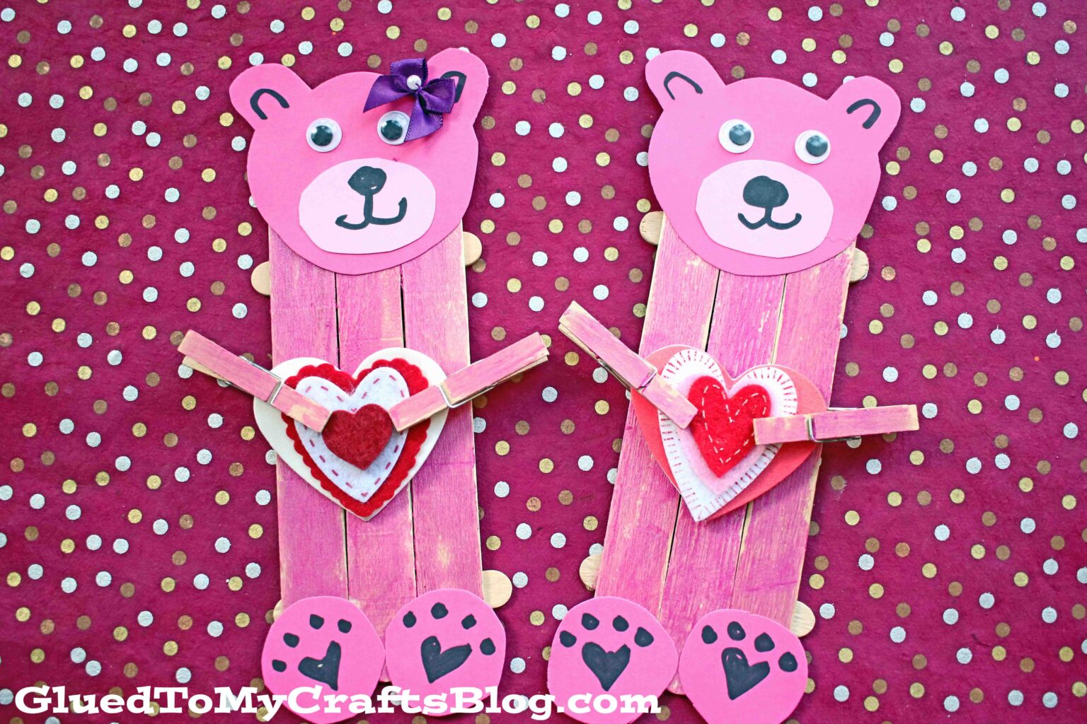 Popsicle Stick Valentine Bear Craft Idea For Kids