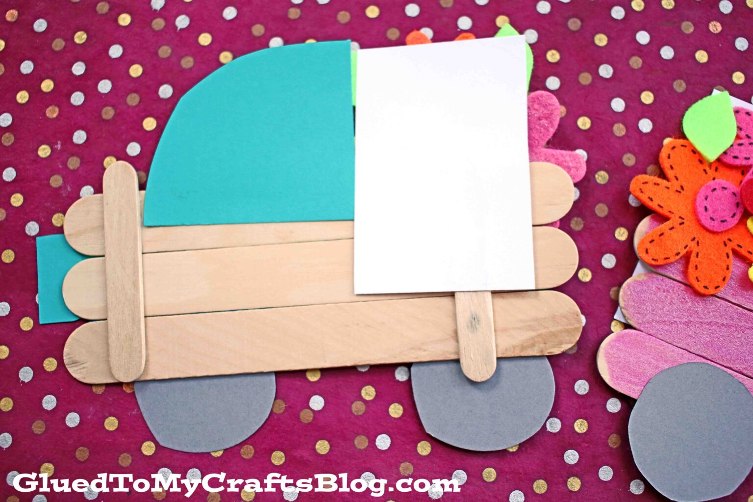 Popsicle Stick Spring Flower Truck Craft
