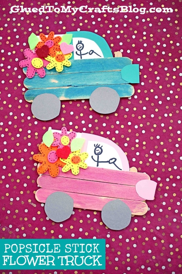 Popsicle Stick Spring Flower Truck