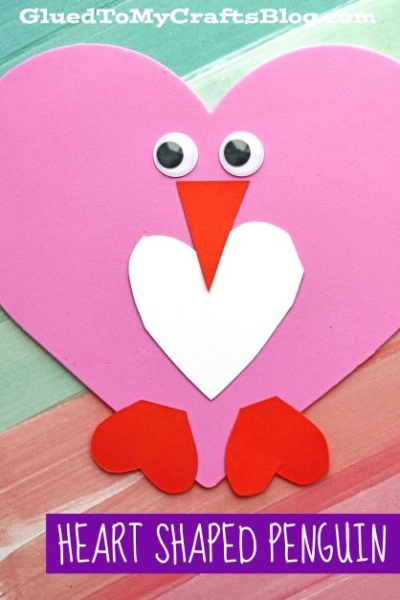 Heart Shaped Penguin Craft Idea For Kids