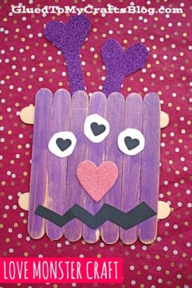 Popsicle Stick Love Monster Craft Idea For Valentine's Day