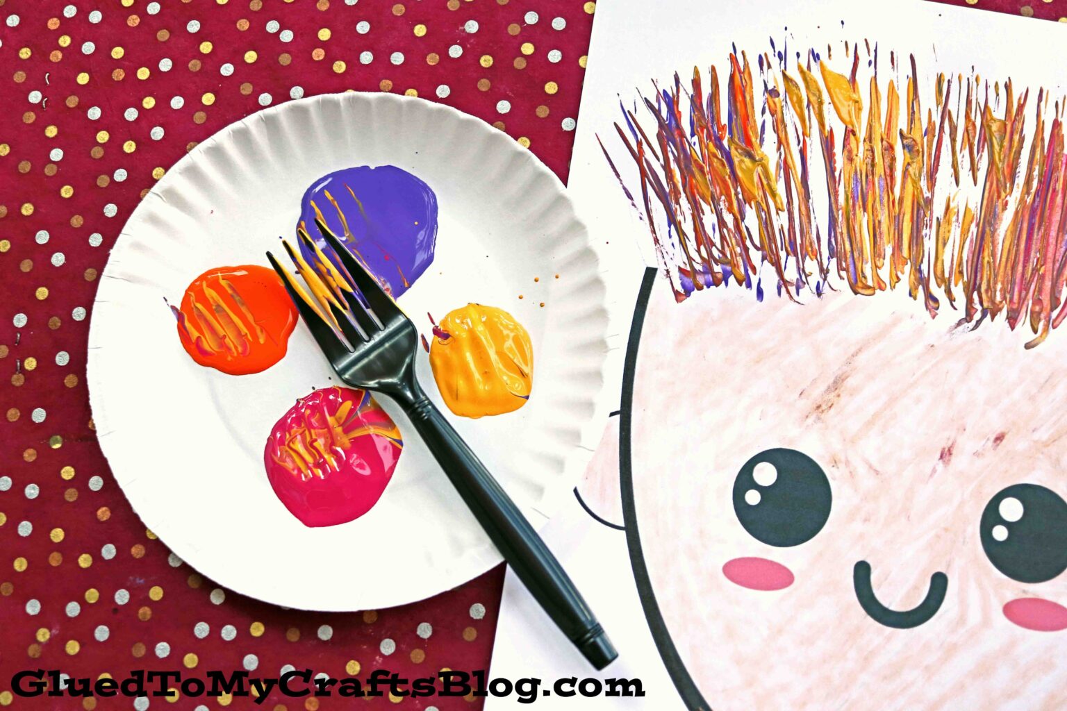Fork Painted Silly Hair Craft