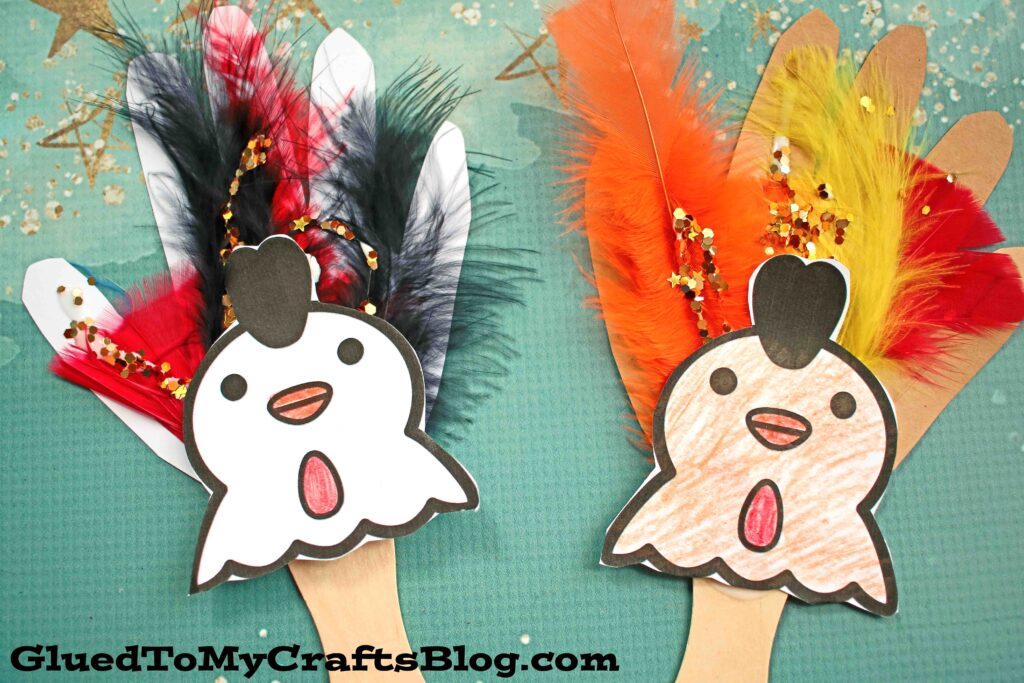 Paper Handprint Chicken Puppet