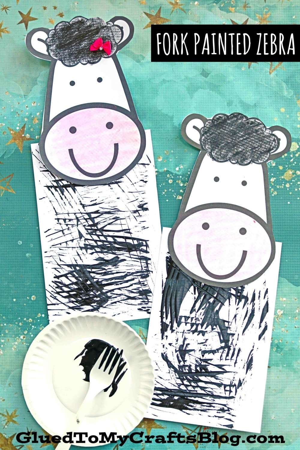 Fork Painted Zebra Craft Idea