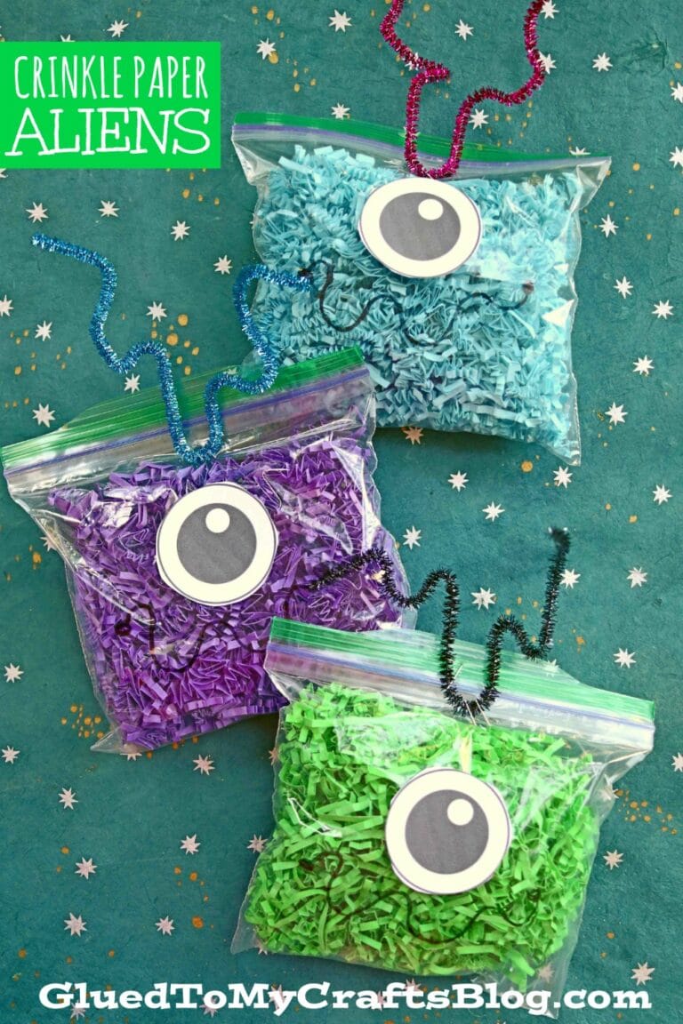 Crinkle Paper Alien Craft Idea For Kids