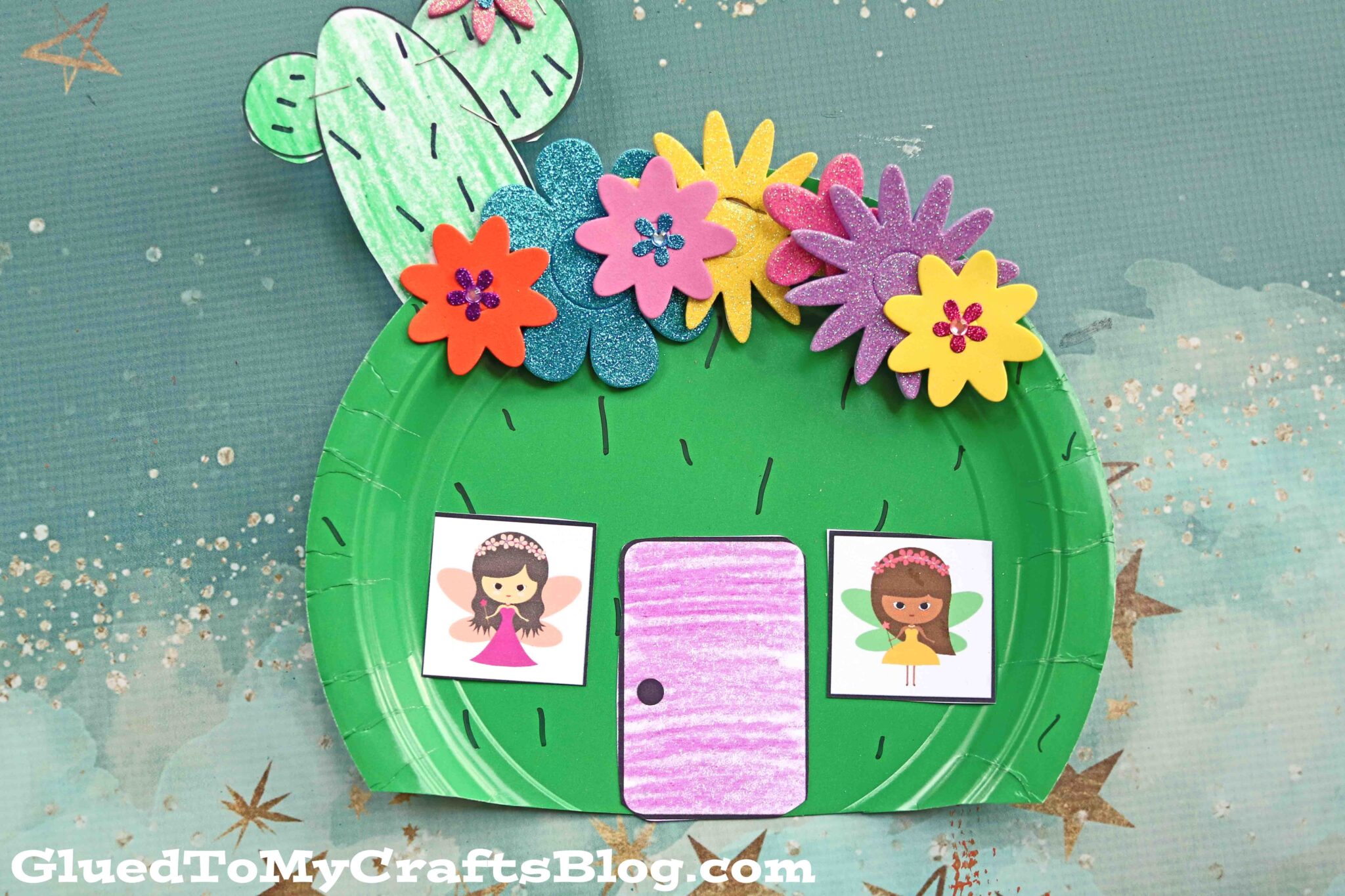 Paper Plate Cactus Fairy House Craft Idea For Kids