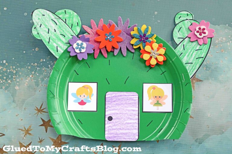 Paper Plate Cactus Fairy House Craft Idea For Kids