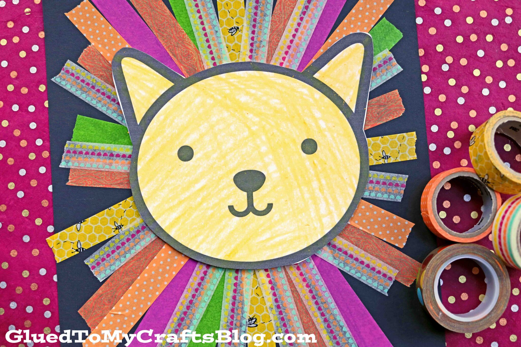 Washi Tape Lion Mane Craft Idea For Kids