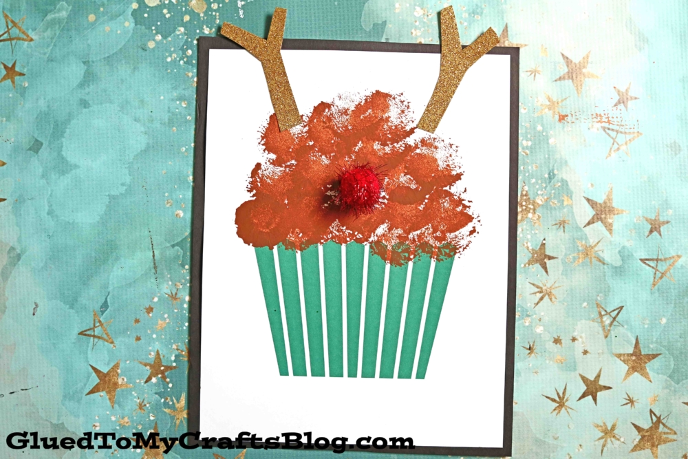 Pom Pom Painted Reindeer Cupcake