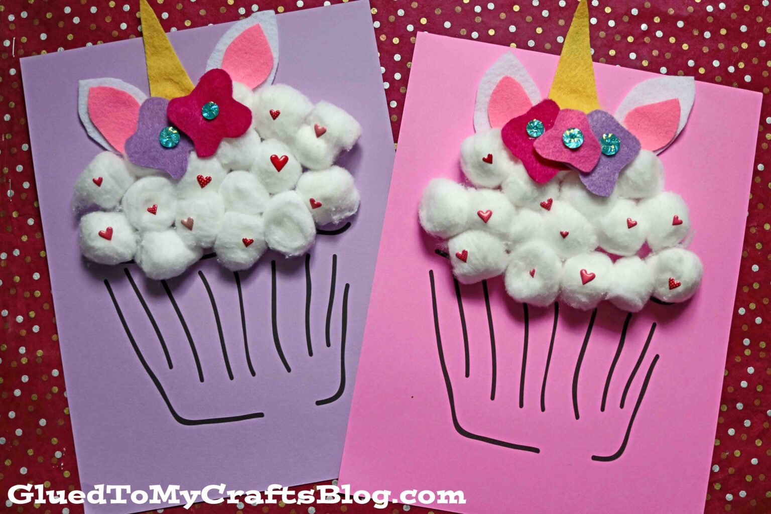 Cotton Ball Unicorn Cupcake Craft Idea