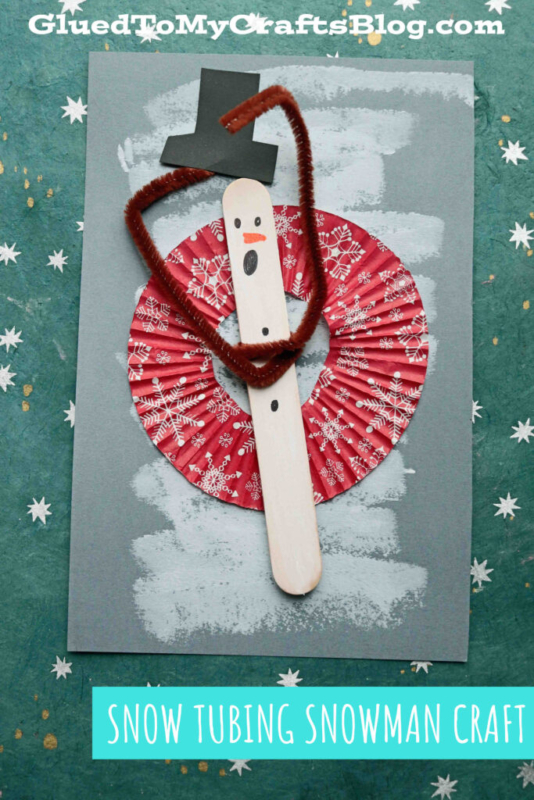 Popsicle Stick Snow Tubing Snowman Craft