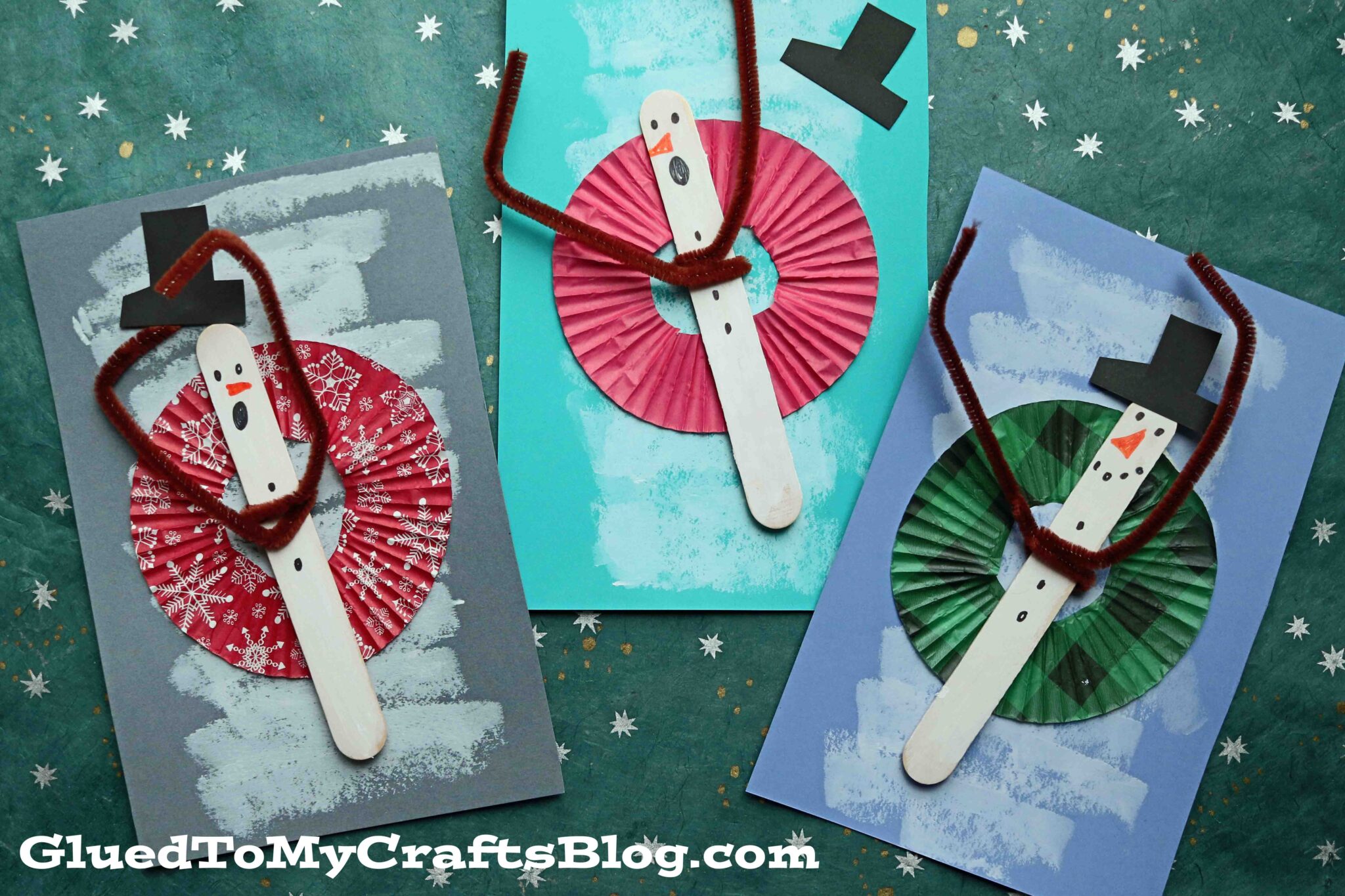 Popsicle Stick Snow Tubing Snowman Craft