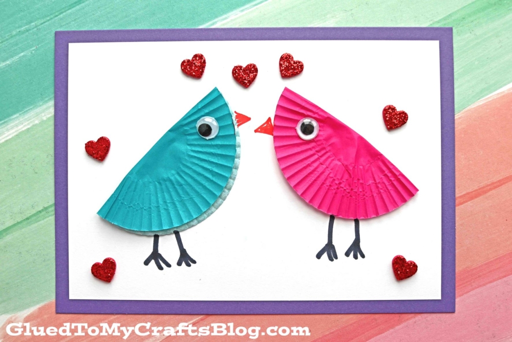 Cupcake Liner Love Bird Card