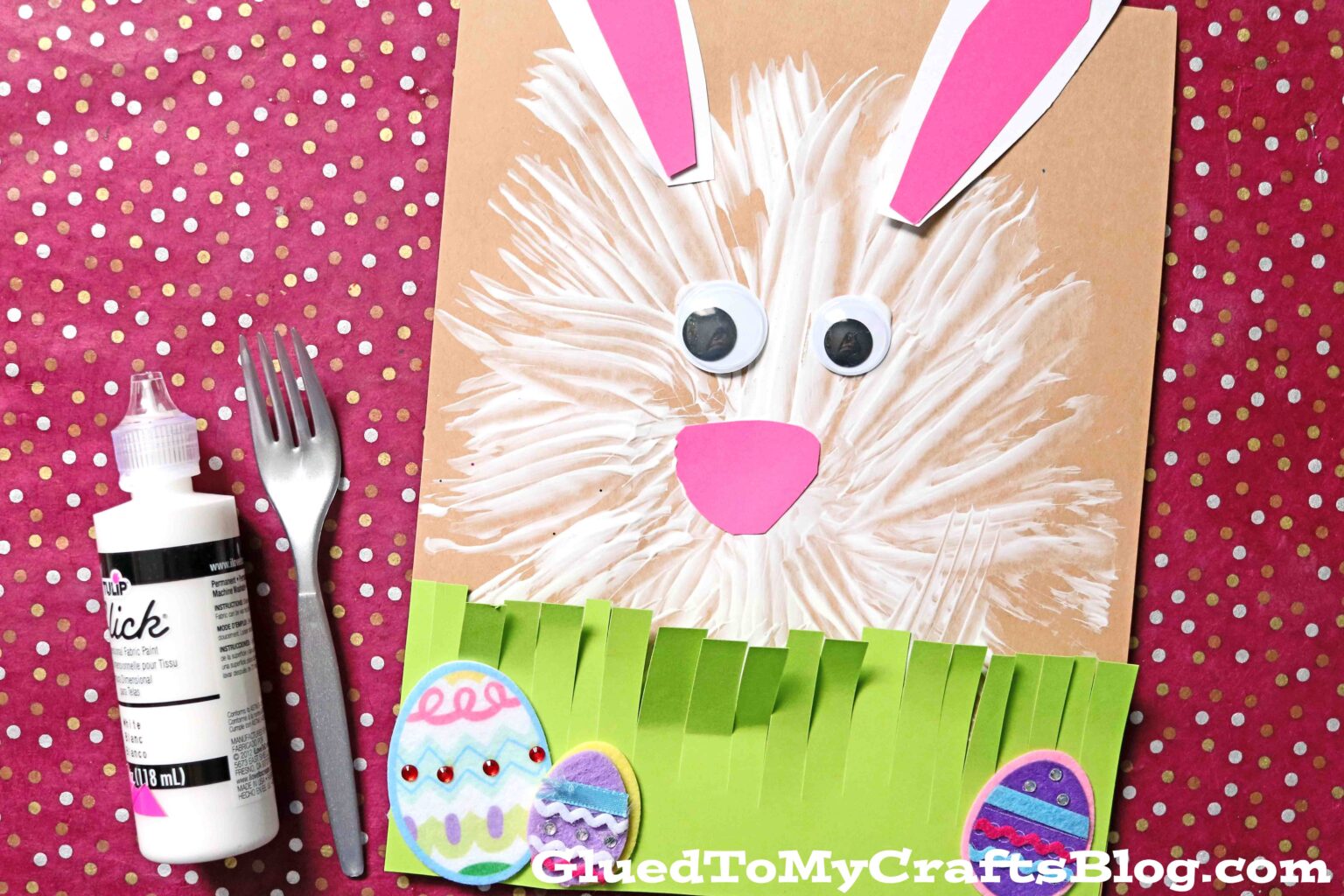 Fork Painted Bunny Craft Idea For Spring