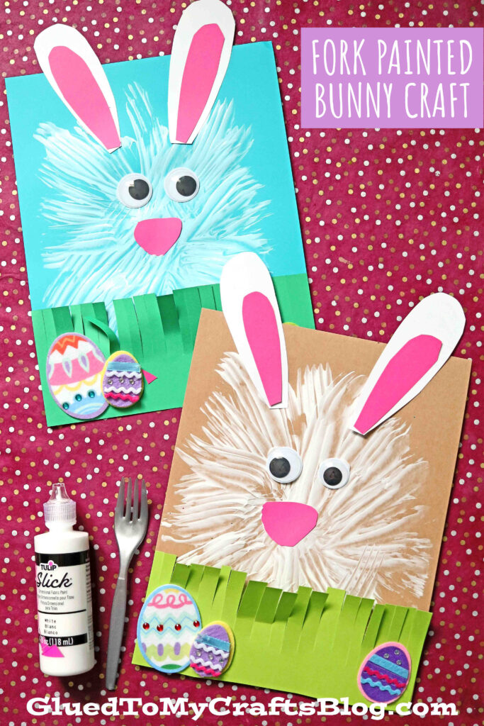 Fork Painted Bunny On Paper