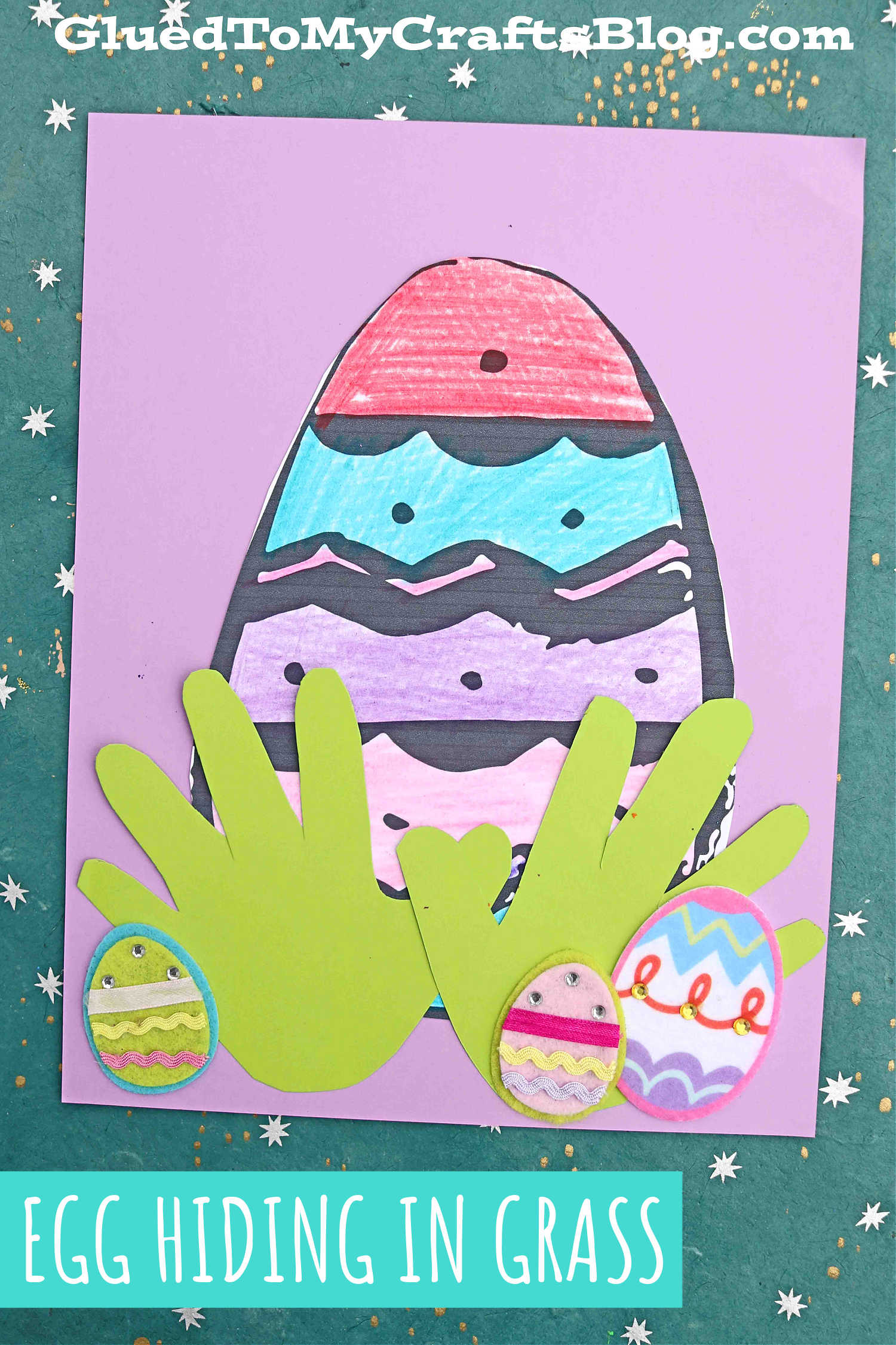 Easter Egg Hiding In Handprint Grass Craft Idea