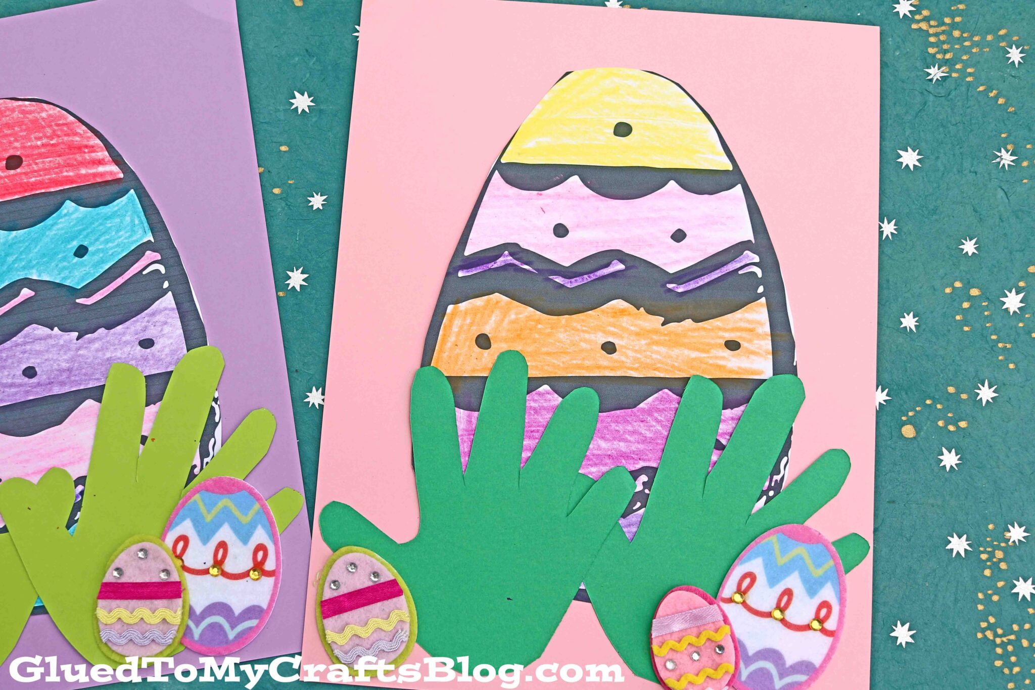 Easter Egg Hiding In Handprint Grass Craft Idea