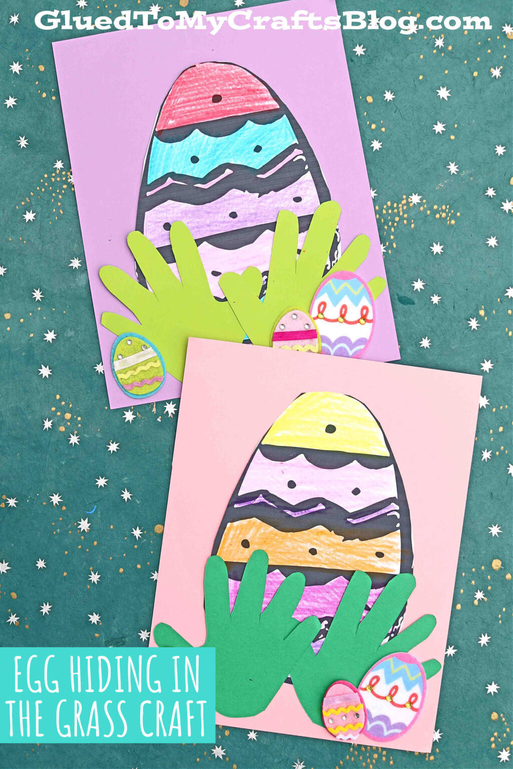 Easter Egg Hiding In Handprint Grass Craft Idea