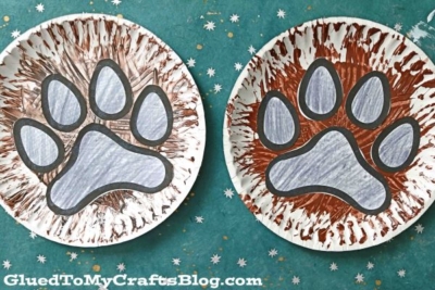Fork Painted Paw Print Craft Idea For Kids