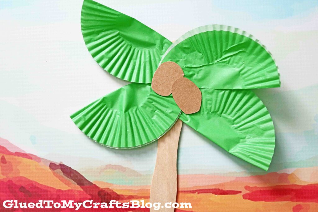 Popsicle Stick & Cupcake Liner Palm Tree