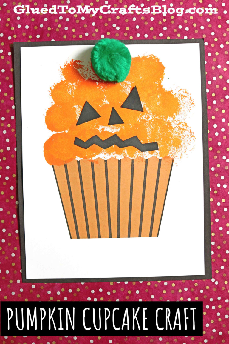 Pom Pom Painted Pumpkin Cupcake Craft
