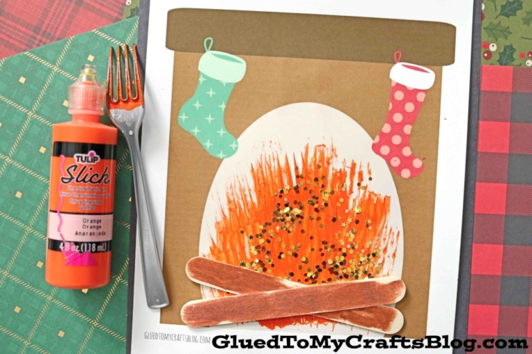 Fork Painted Fireplace Craft Idea For Christmas