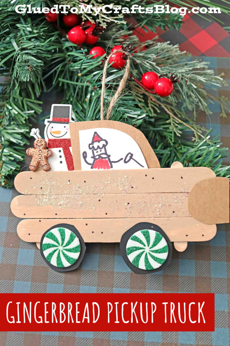 Popsicle Stick Gingerbread Pickup Truck Craft Idea