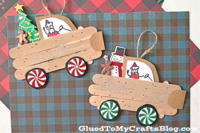 Popsicle Stick Gingerbread Pickup Truck Craft Idea