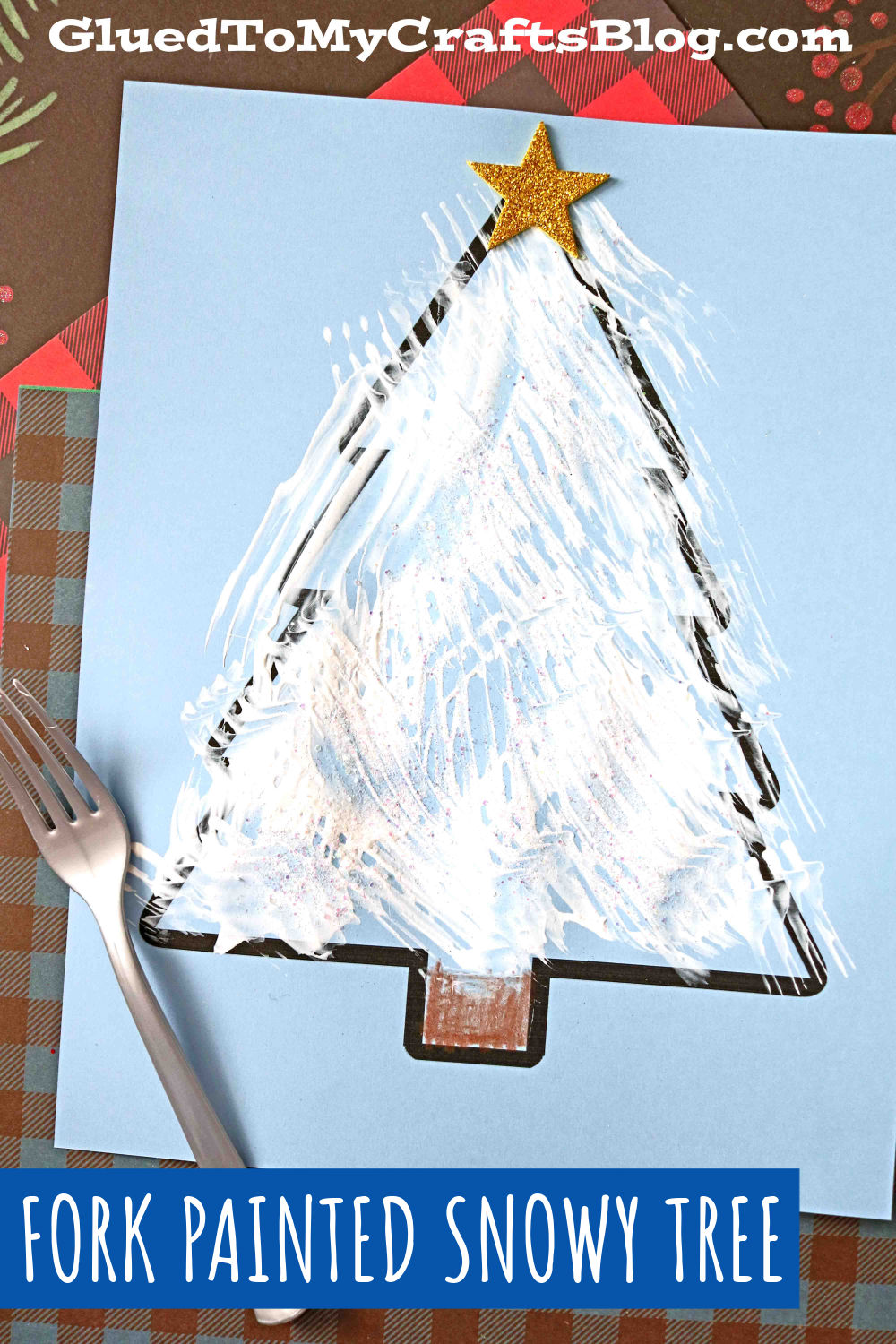 Fork Painted Christmas Tree Craft