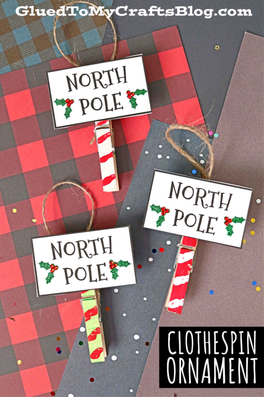 Clothespin North Pole Ornament