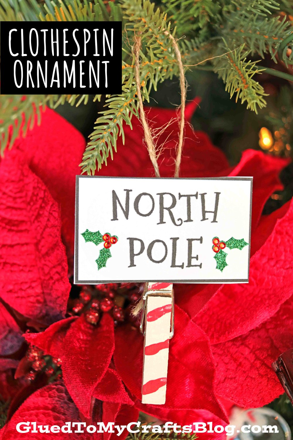 Clothespin North Pole Ornament Craft Idea