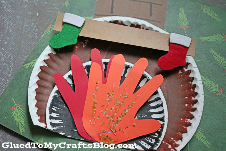 Paper Plate Christmas Fireplace Craft