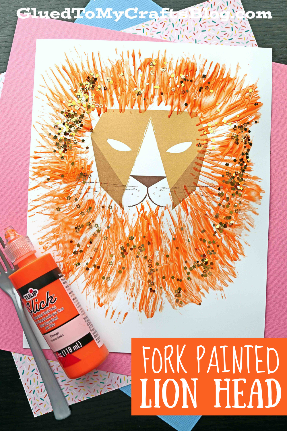 Fork Painted Lion Craft For Kids