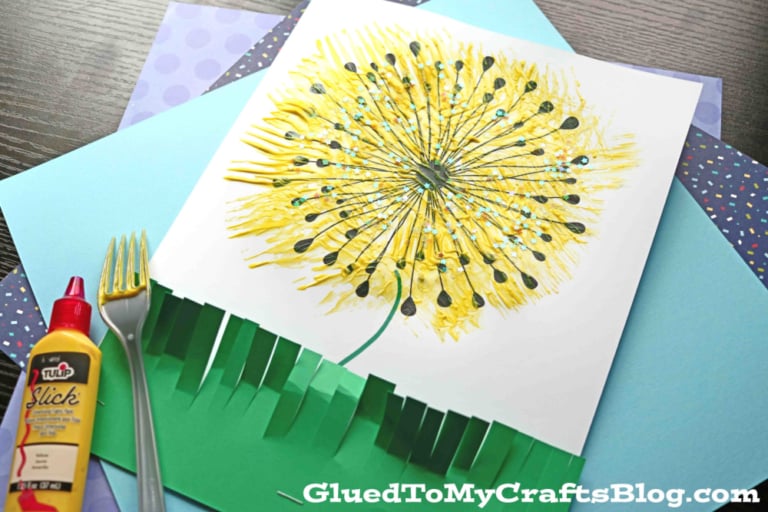 Fork Painted Dandelion Craft