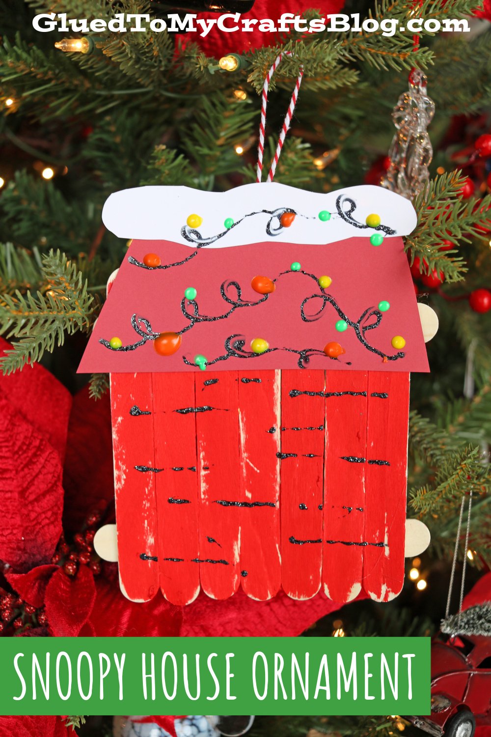 Popsicle Stick Snoopy's Dog House Christmas Craft