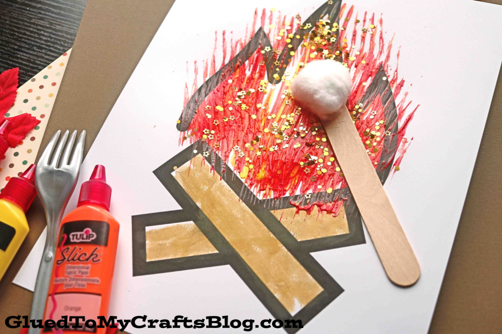 Fork Painted Campfire Craft Idea For Kids - Glued To My Crafts - Let's ...