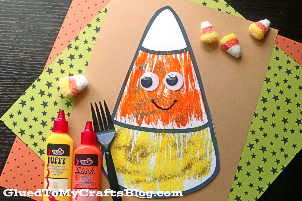 Fork Painted Candy Corn Craft