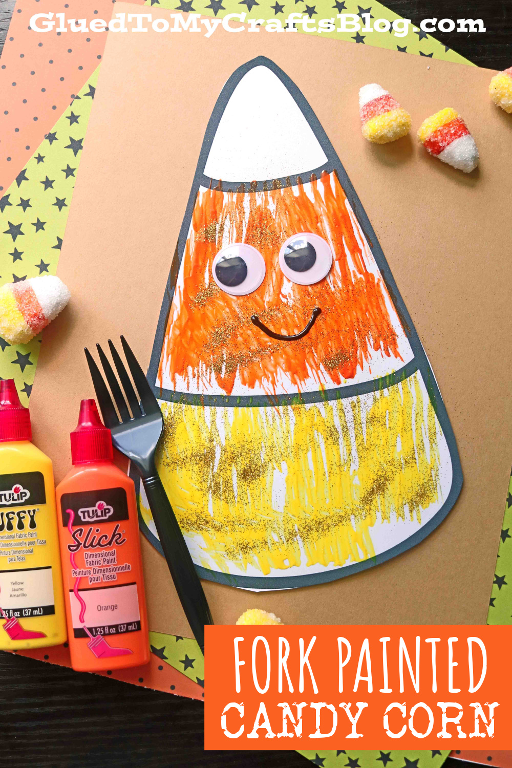 Fork Painted Candy Corn Craft Idea For Fall