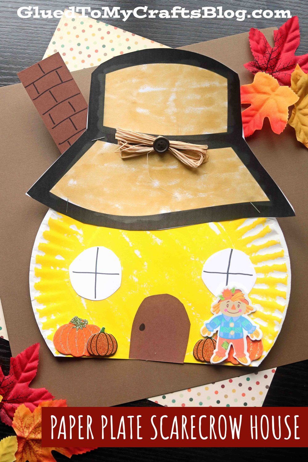 Paper Plate Scarecrow House Craft Idea