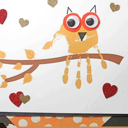 Handprint Autumn Owl On Branch Craft