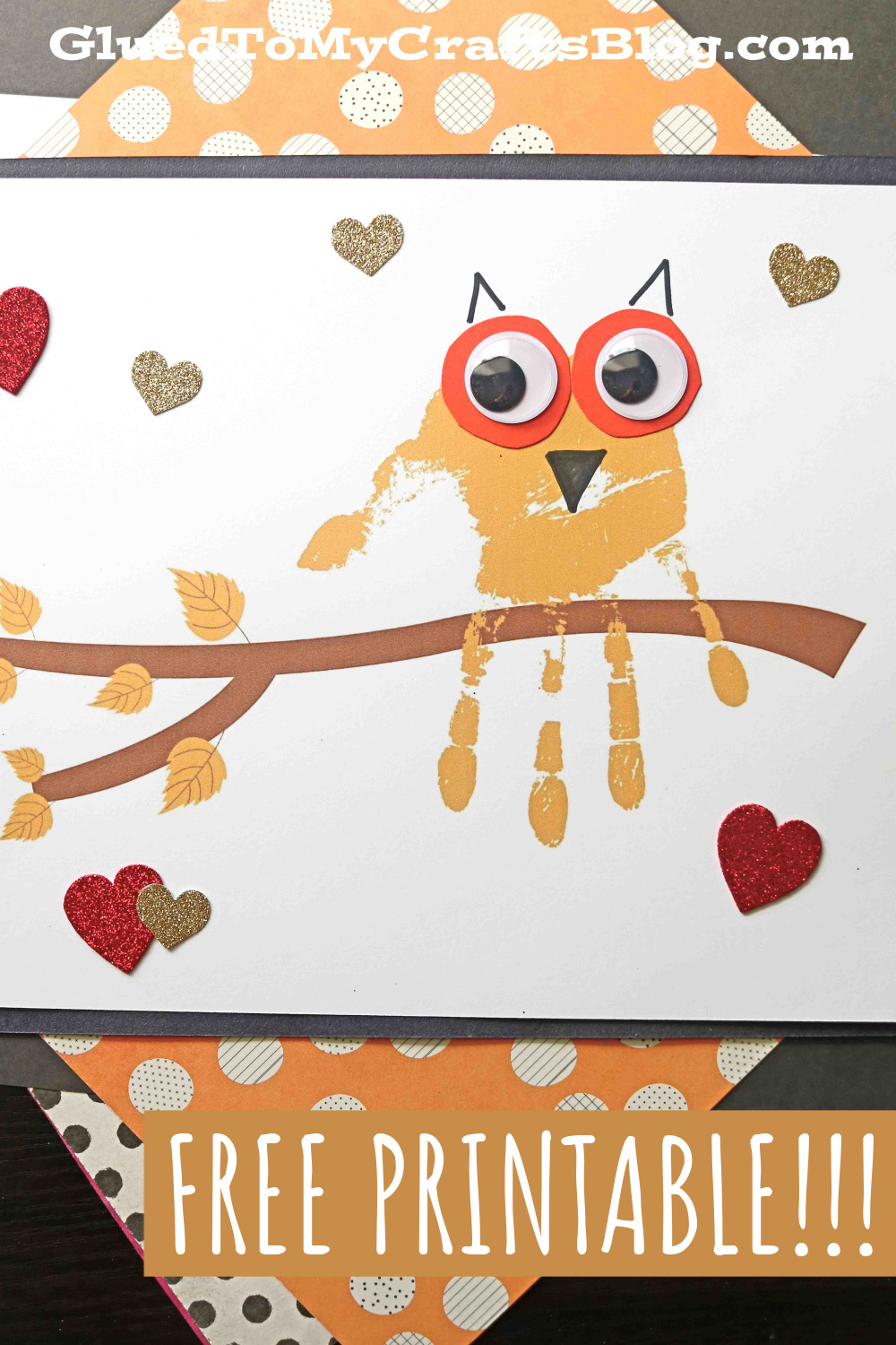 Handprint Autumn Owl On Branch Craft