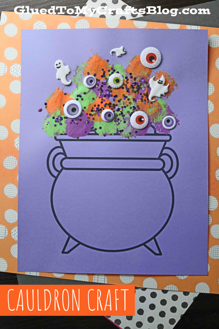Pom Pom Stamped Cauldron - Glued To My Crafts - Let's Get Crafty!