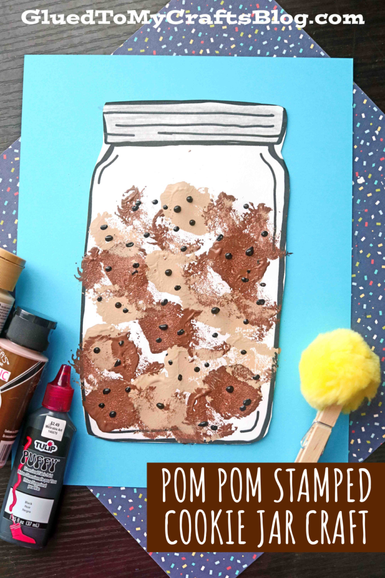 Pom Pom Stamped Cookie Jar Craft Idea For Kids