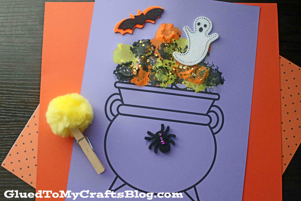 Pom Pom Stamped Cauldron - Glued To My Crafts - Let's Get Crafty!
